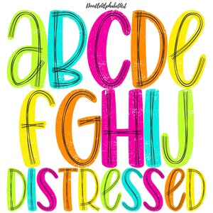 Vibrant Distressed Alphabet PNG Bundle for Creative Projects, Grunge ...