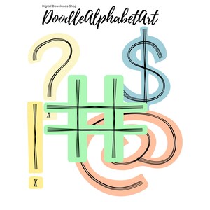 Scribble Letters PNG in 5 Pastel Color Palette, Digital Doodle Alphabet ...