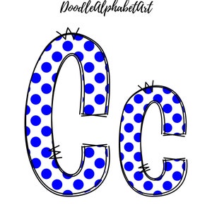 Doodle Blue Polka Dot Alphabet PNG Bundle, 2 Alpha Sets, Blue and White ...