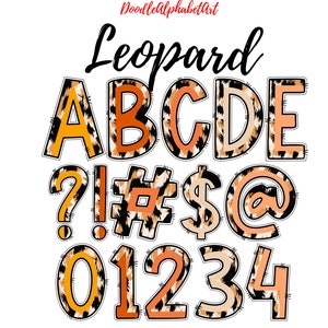 Half Skin Animal Print Alphabet Numbers PNG, Doodle Letters Bundle PNG ...
