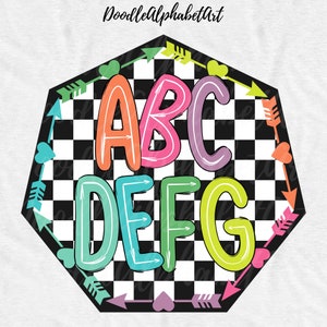 Handwriting Arrow Letters PNG Bundle, Checkered & Dot Dalmatian Arrow ...