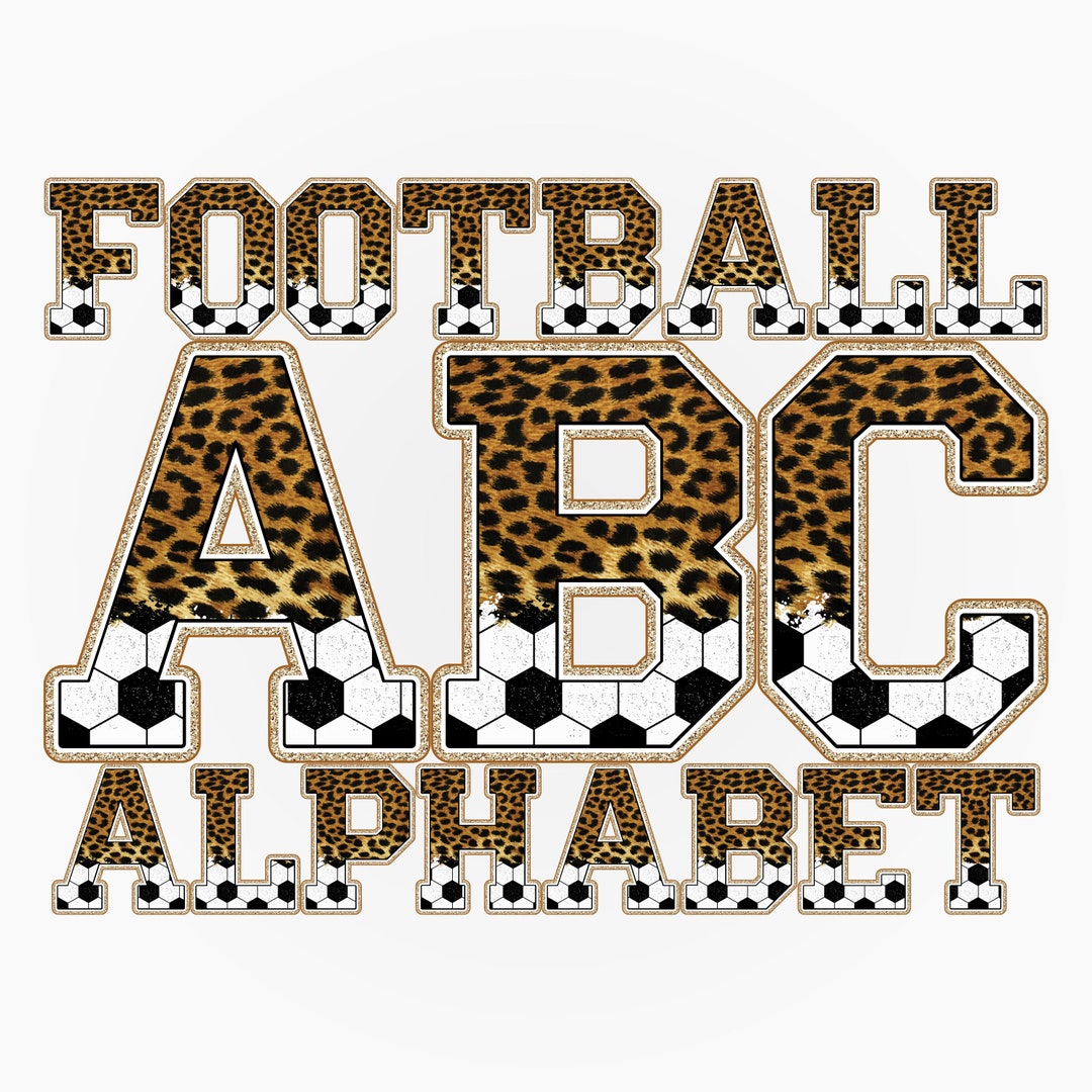 Football Soccer Leopard Alphabet Doodle Letters PNG, Uppercase Letters ...
