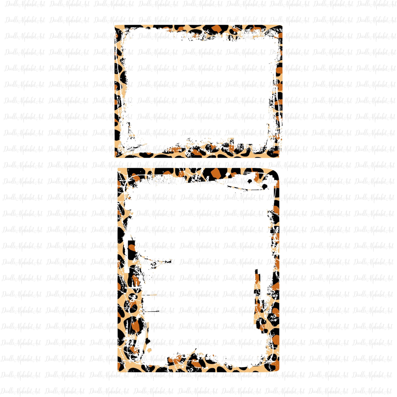 Distressed Grunge Leopard Background Frame PNG Element Design Bundle ...