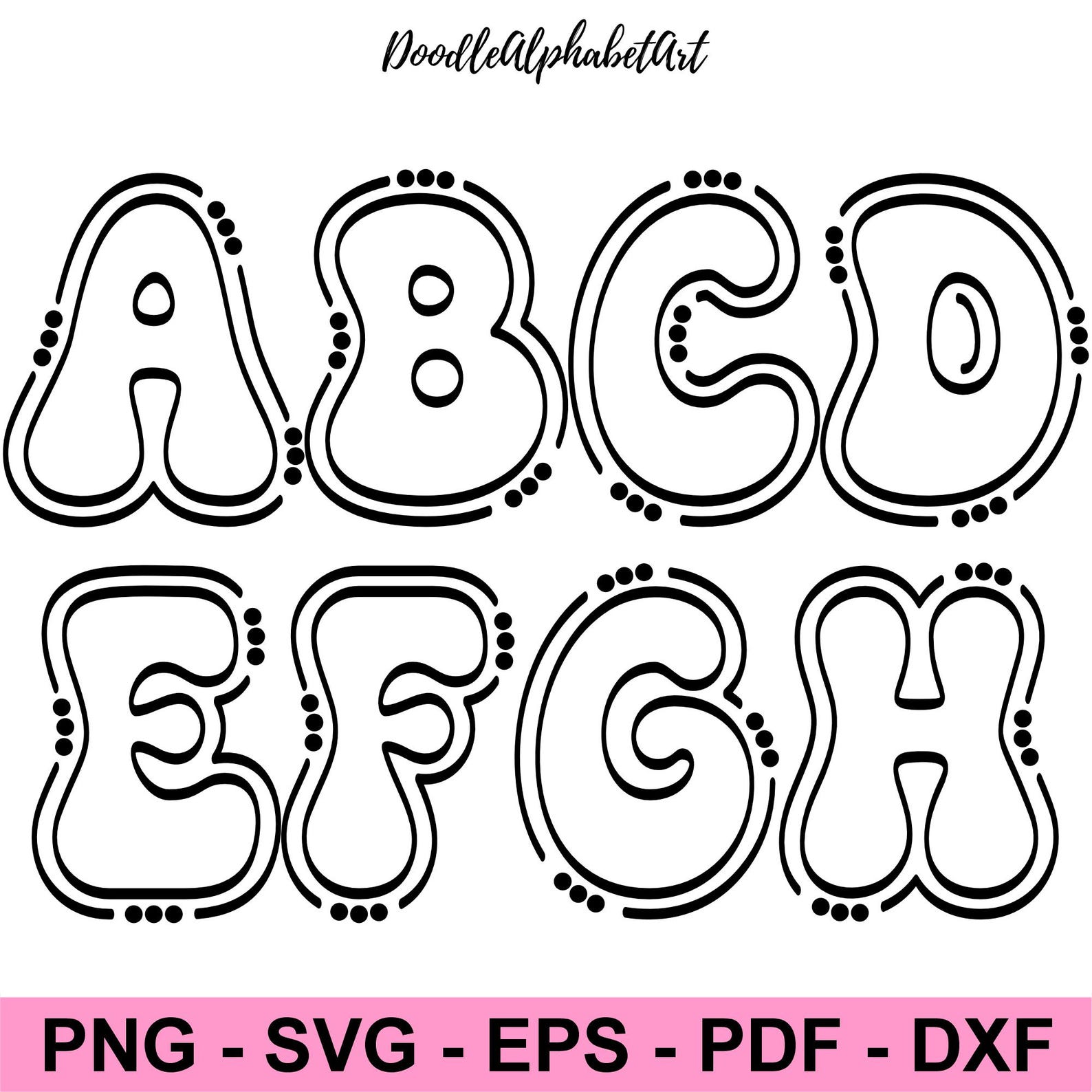Groovy Doodle Alphabet: Outline Letters, Dots Font (digital Download ...