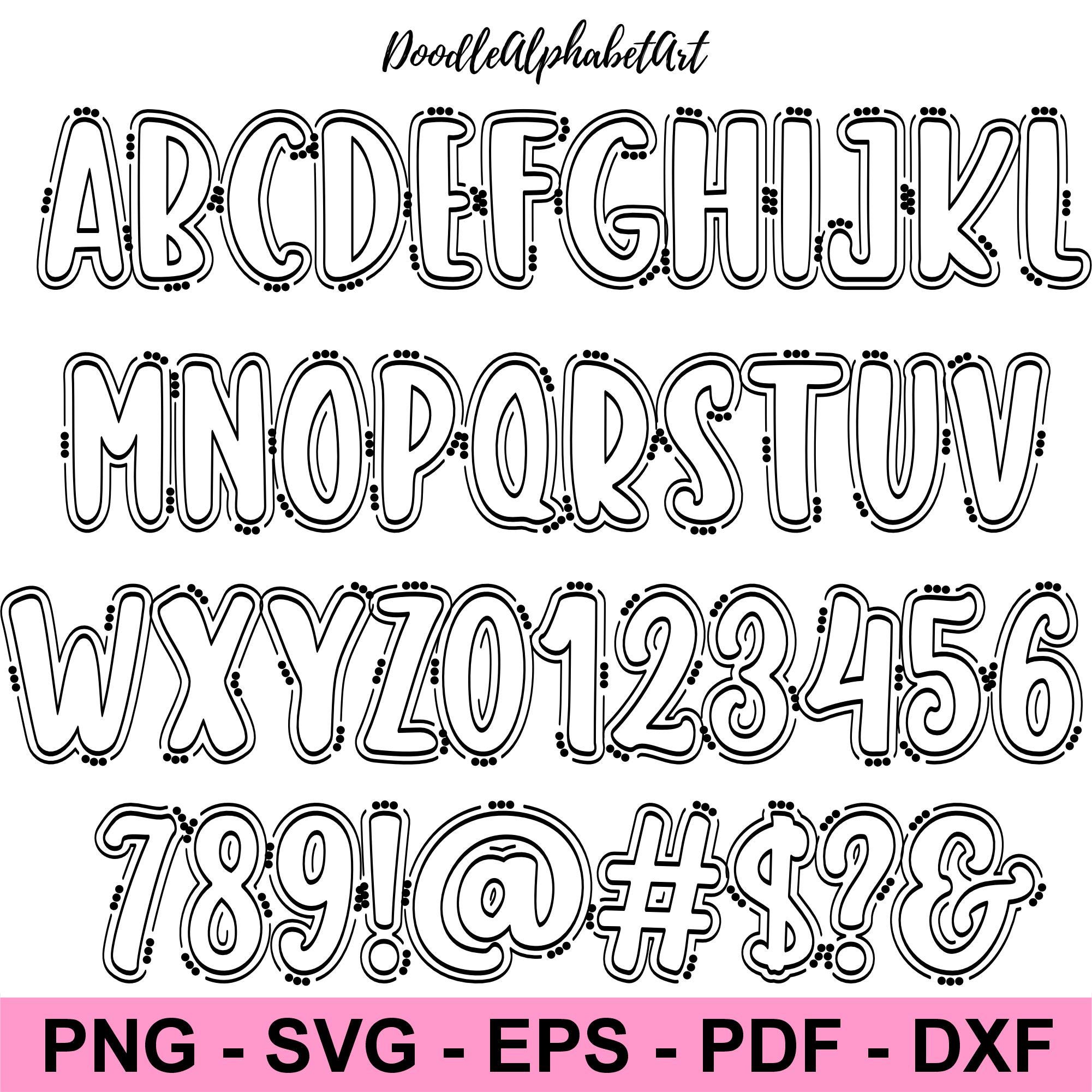 Fill Your Own Doodle Letters, Blank Transparent Doodle Font Alphabet ...