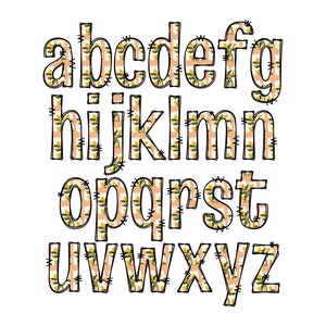 Daisy Flower Doodle Alphabet PNG With Tacao Color in Pattern, Hand ...