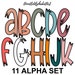 Boho Doodle Alphabet PNG Bundle: Halloween Brush Stroke Letters ...