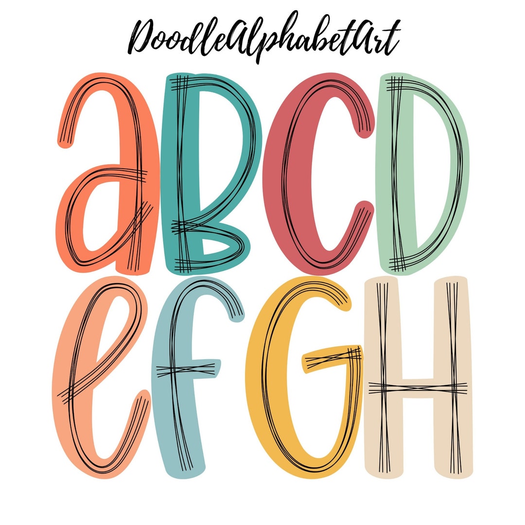 Scribble Letters Png in 8 Colors, Texas Rose, Light Sea Green, Indian ...