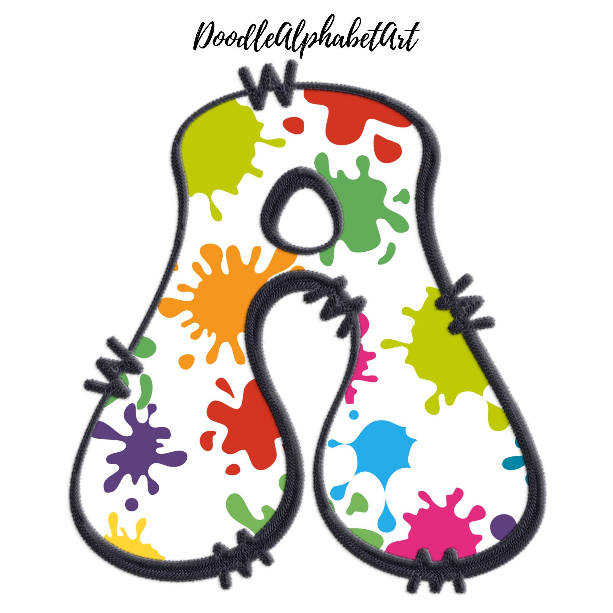 Vintage Font Alphabet Letters PNG: Groovy Faux Embroidery (digital ...