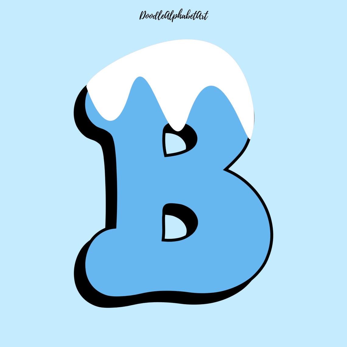 Winter Snow Doodle Alphabet PNG Bundle: Retro Groovy Letters (digital ...