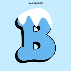 Winter Snow Doodle Alphabet PNG Bundle: Retro Groovy Letters (digital ...
