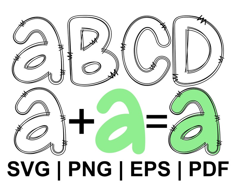 Doodle Letters Alphabet With Transparent Inside SVG PNG Eps Pdf ...
