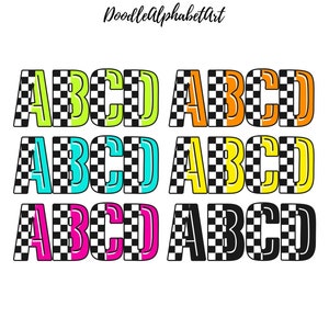 Checkered Alphabet PNG Bundle: Bright Color Letters (digital Download ...