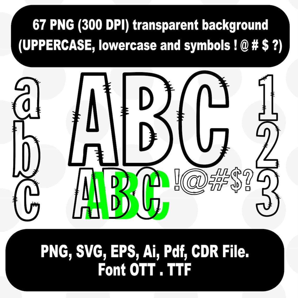 Doodle Letters Png, Full Alphabet & Number Set, PNG, SVG, EPS, Ai, Pdf ...