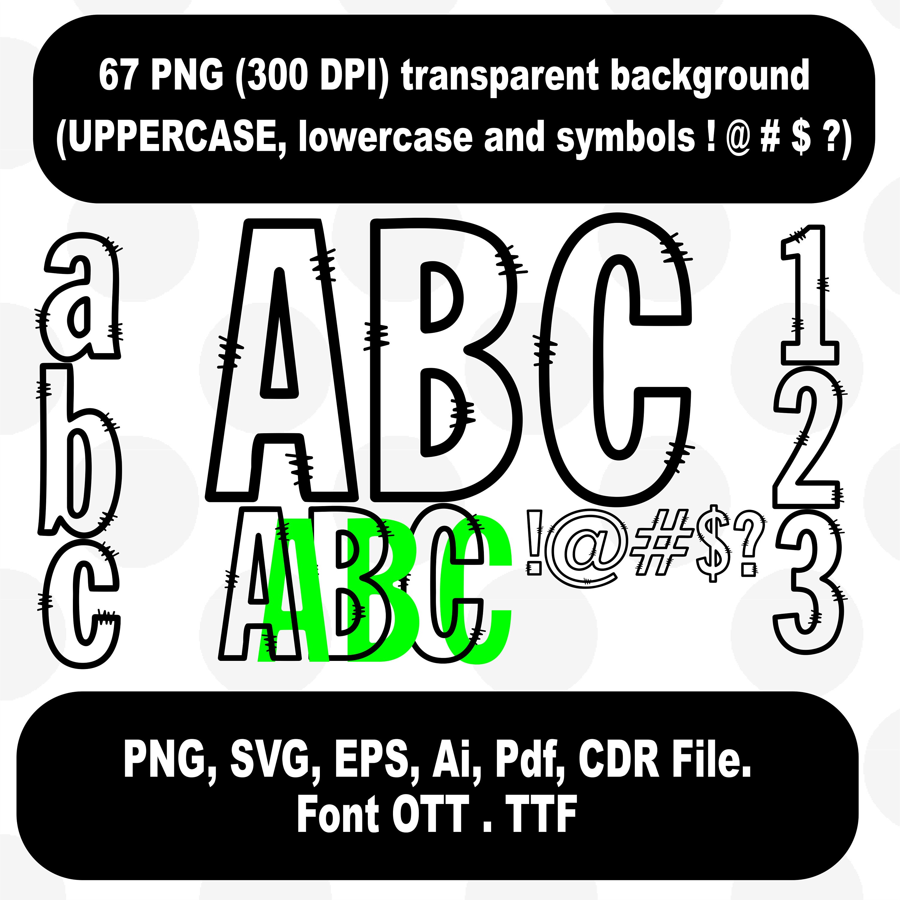 Doodle Letters Png, Full Alphabet & Number Set, PNG, SVG, EPS, Ai, Pdf ...