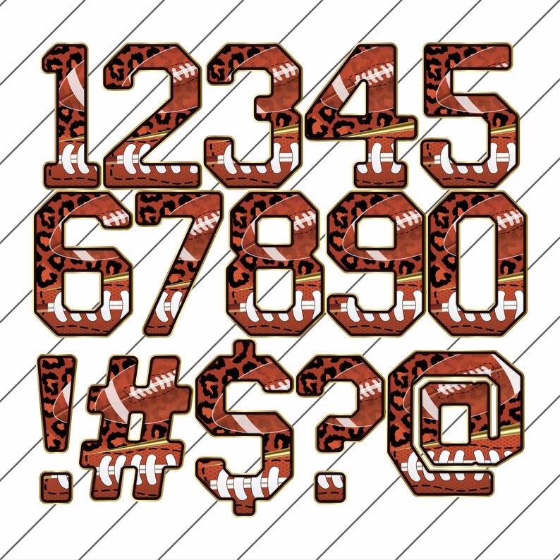 Football Leopard Print Alphabet PNG: Doodle Letters, Numbers (digital ...