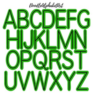 Center Line Doodle Alphabet PNG Bundle, Vibrant Life Color Scheme ...