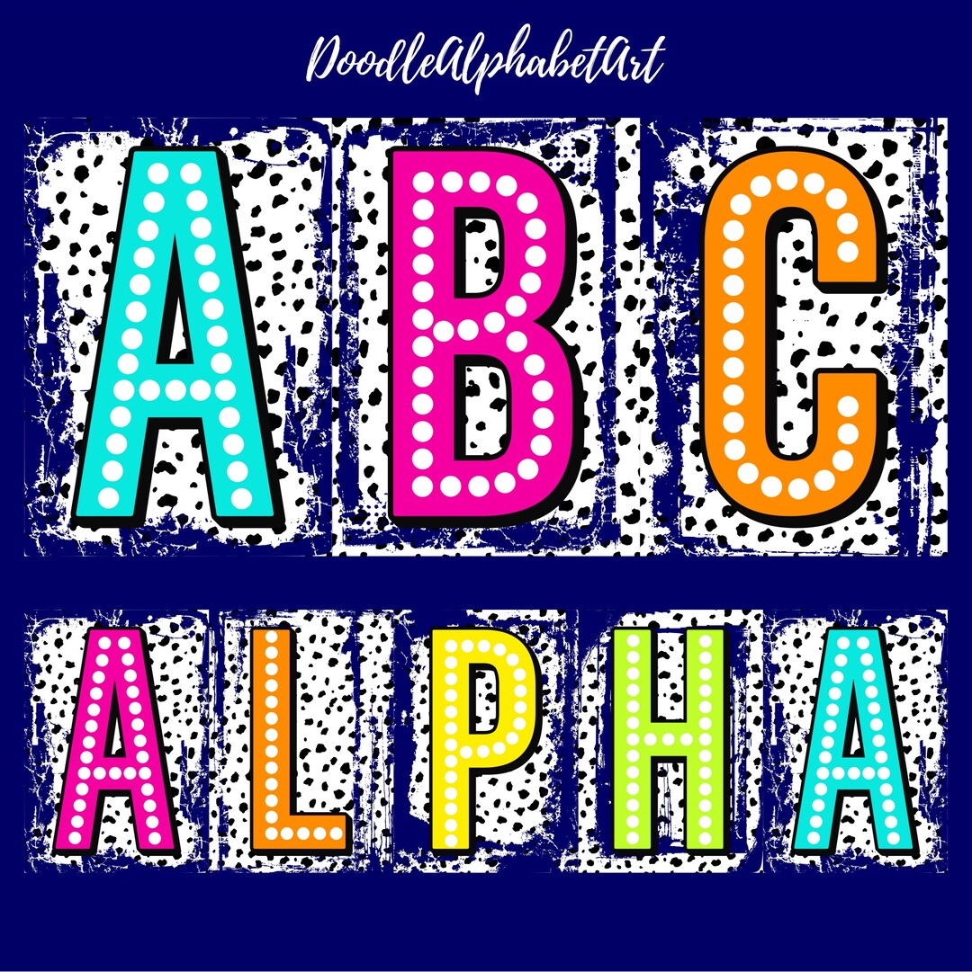Dalmatian Polka Dot Alphabet PNG Bundle: Distressed Grunge Letters ...