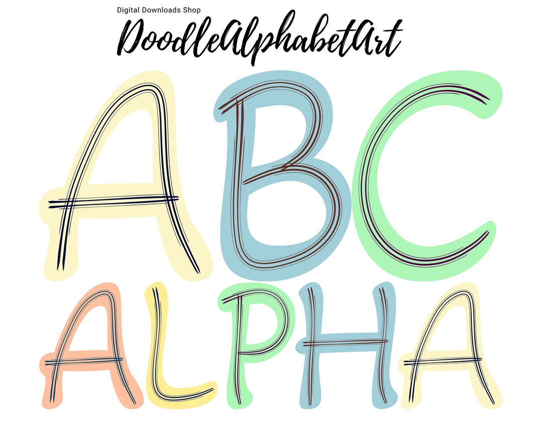 Mother's Day Scribble Letters PNG in 5 Pastel Color Schemes Doodle ...