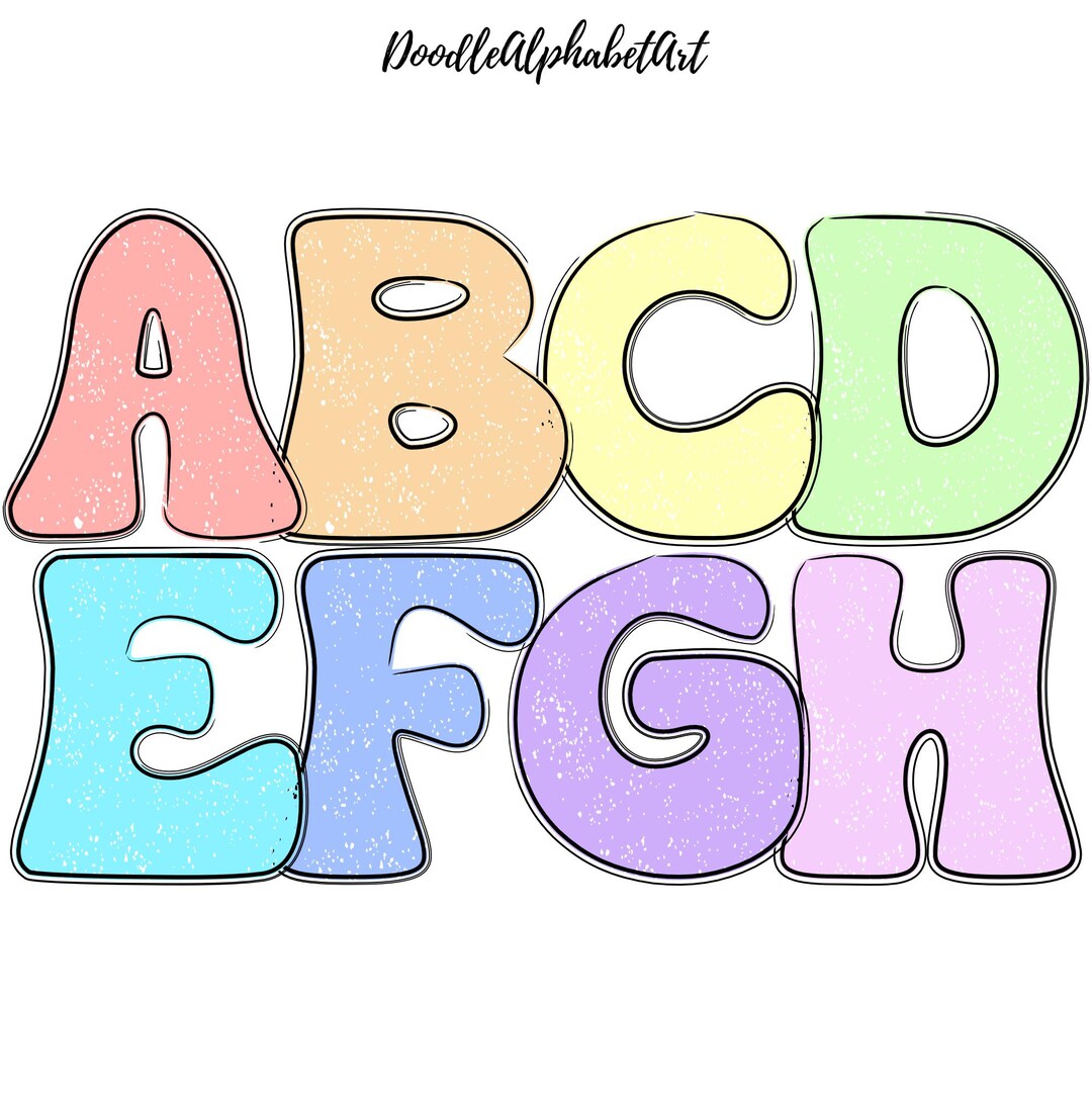 Scribble Doodle Alphabet Letters PNG Files, Grunge Groovy Retro Style ...