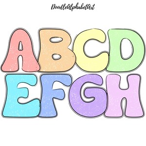 Scribble Doodle Alphabet Letters PNG Files, Grunge Groovy Retro Style ...