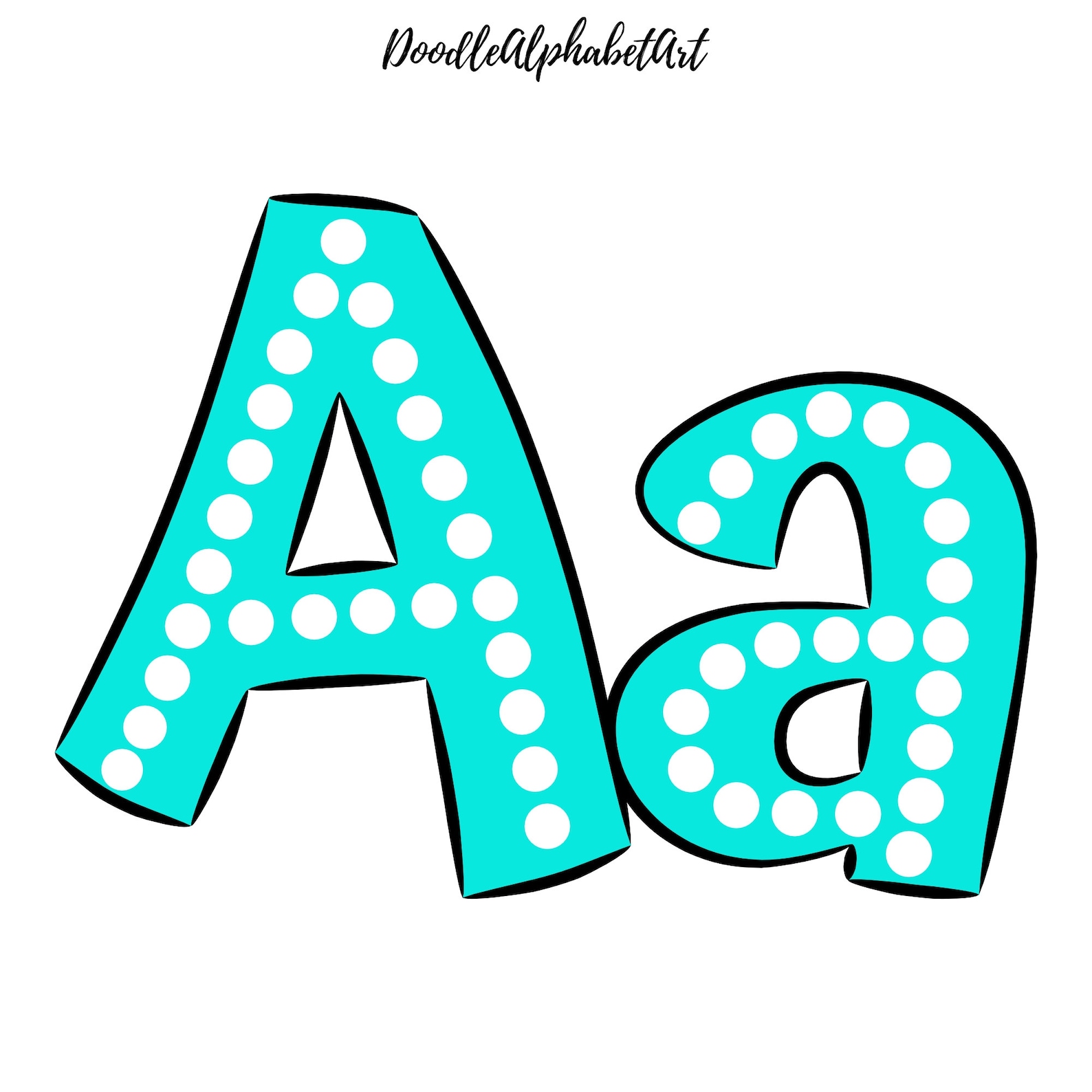 Polka Dot Doodle Alphabet PNG Bundle: Bright Color Alpha Sets (digital ...