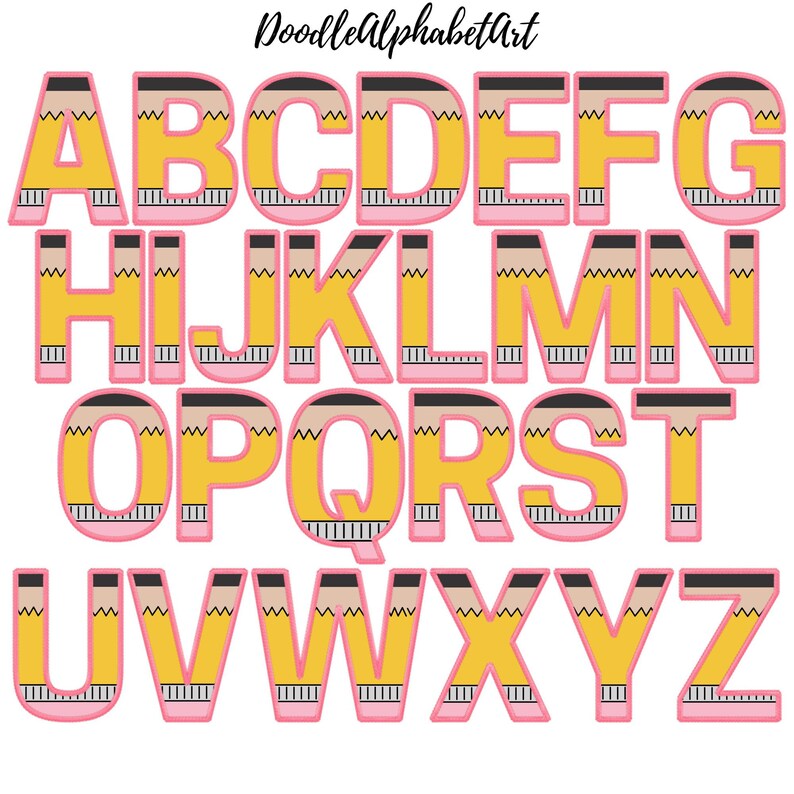 Pencil Alphabet PNG: Faux Embroidery Stitch Letters (digital Download ...
