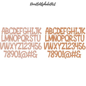 Boho Outline Scribble Alphabet PNG Bundle, Bohemian Color Palette ...
