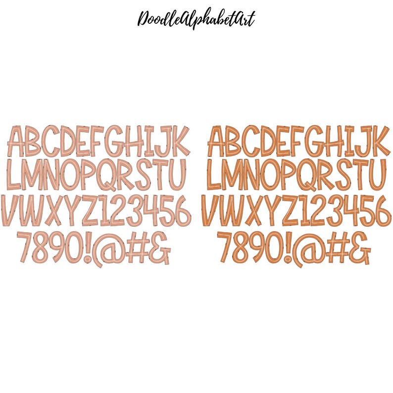 Boho Scribble Alphabet PNG Bundle: Bohemian Color Letters (digital ...