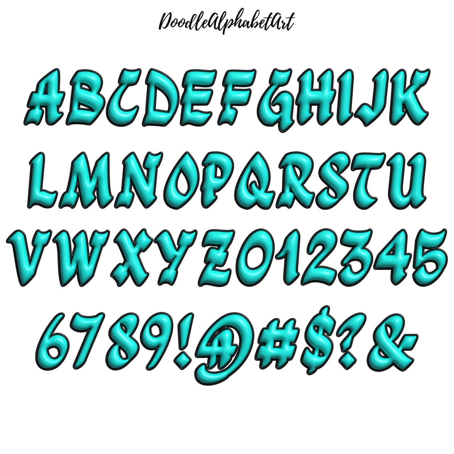 3D Puffy Alphabet PNG Bundle: Bright Color Palette (digital Download ...