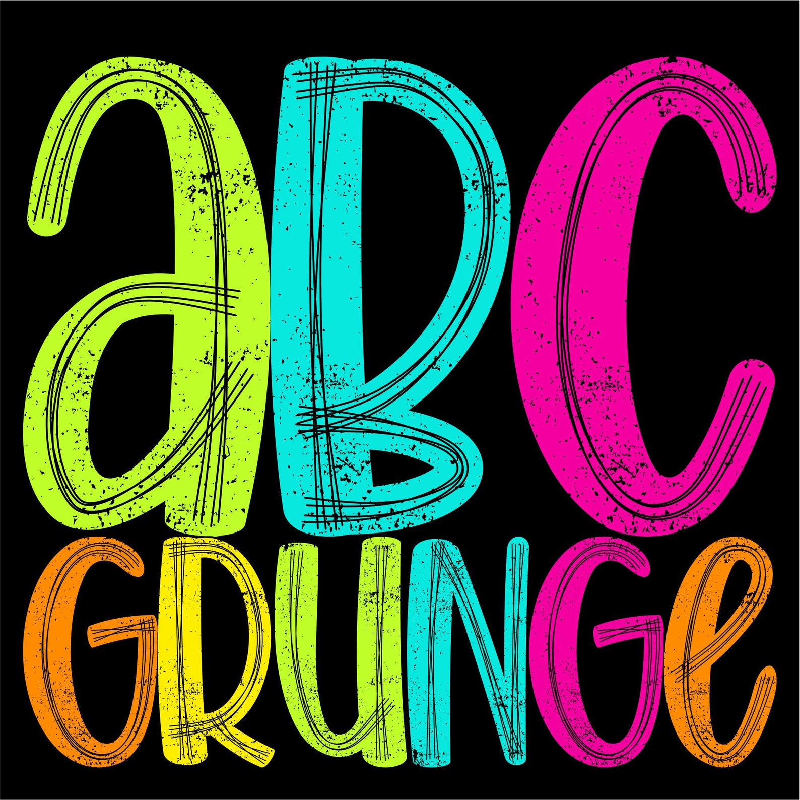 Vibrant Distressed Alphabet PNG Bundle for Creative Projects, Grunge ...