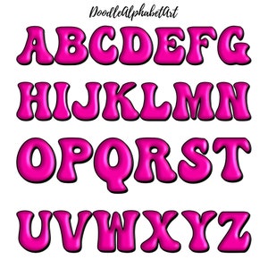 Retro Groovy 3D Alphabet PNG Bundle: Bright Color Letters (digital ...