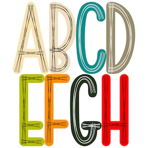 Scribble Letters Png in 8 Colors, Dairy Cream, Dark Cyan, Dark Orange ...