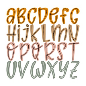 Scribble Letters PNG, Boho Alphabet Set in 10 Colors, Happy Bohemian ...