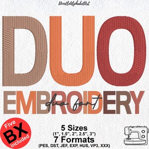 Duo Embroidery Font: Script & Fill Stitch BX PES DST Formats (digital ...