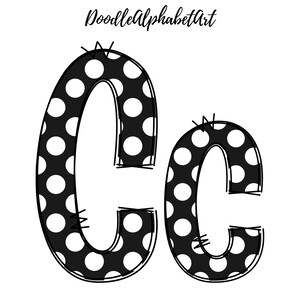 Black and White Polka Dot Doodle Alphabet PNG Bundle, Uppercase ...
