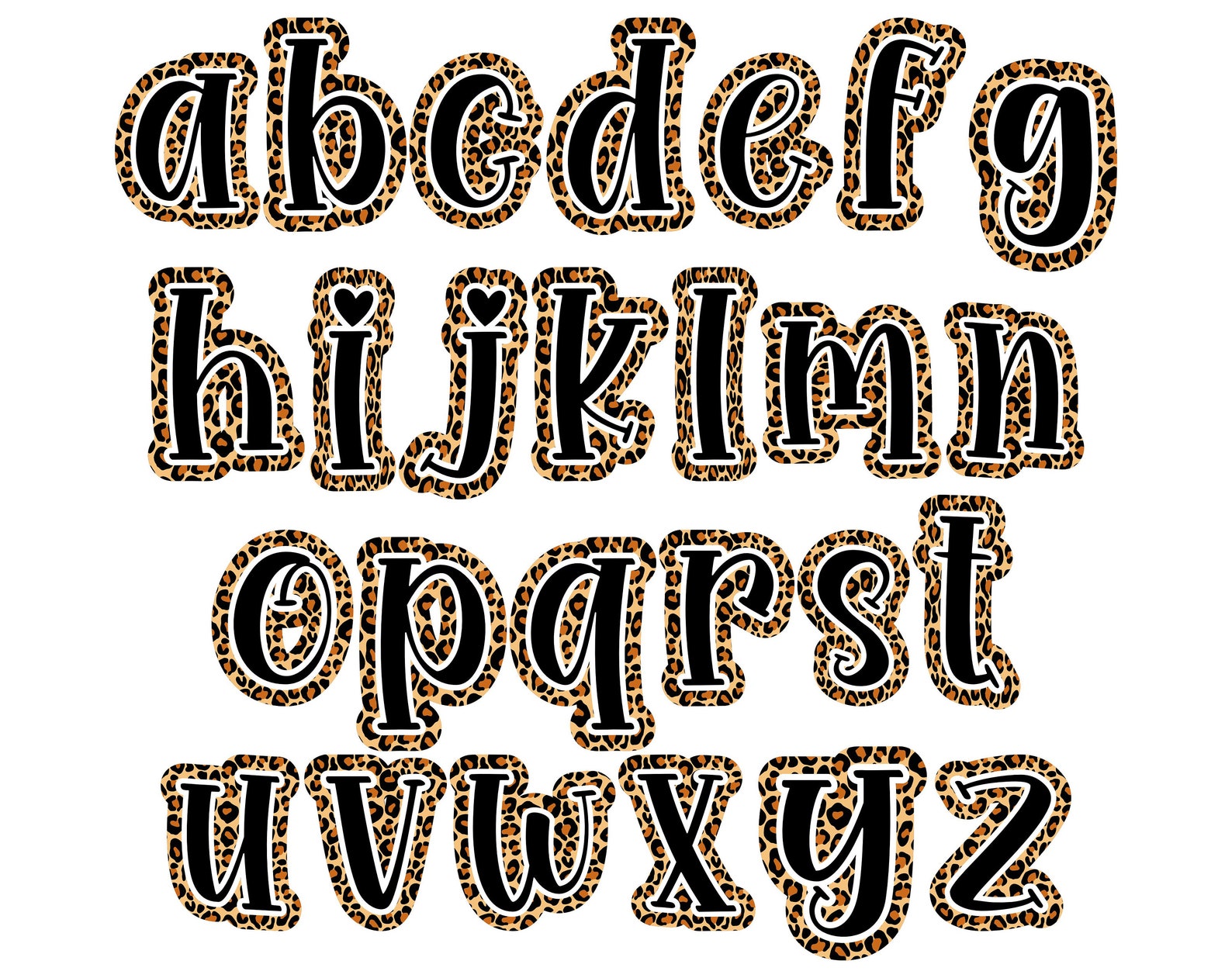Leopard Doodle Alphabet Letters PNG Alphabet Baby PNG - Etsy