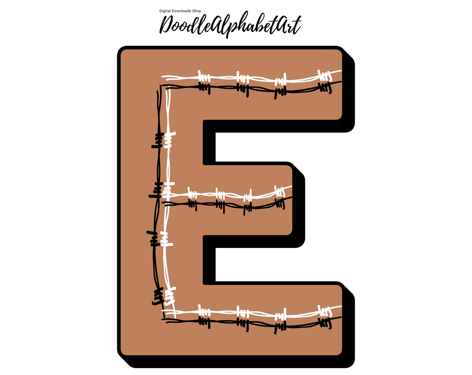 Barbed Wire Doodle Alphabet PNG Scribble Boho Alphabet - Etsy