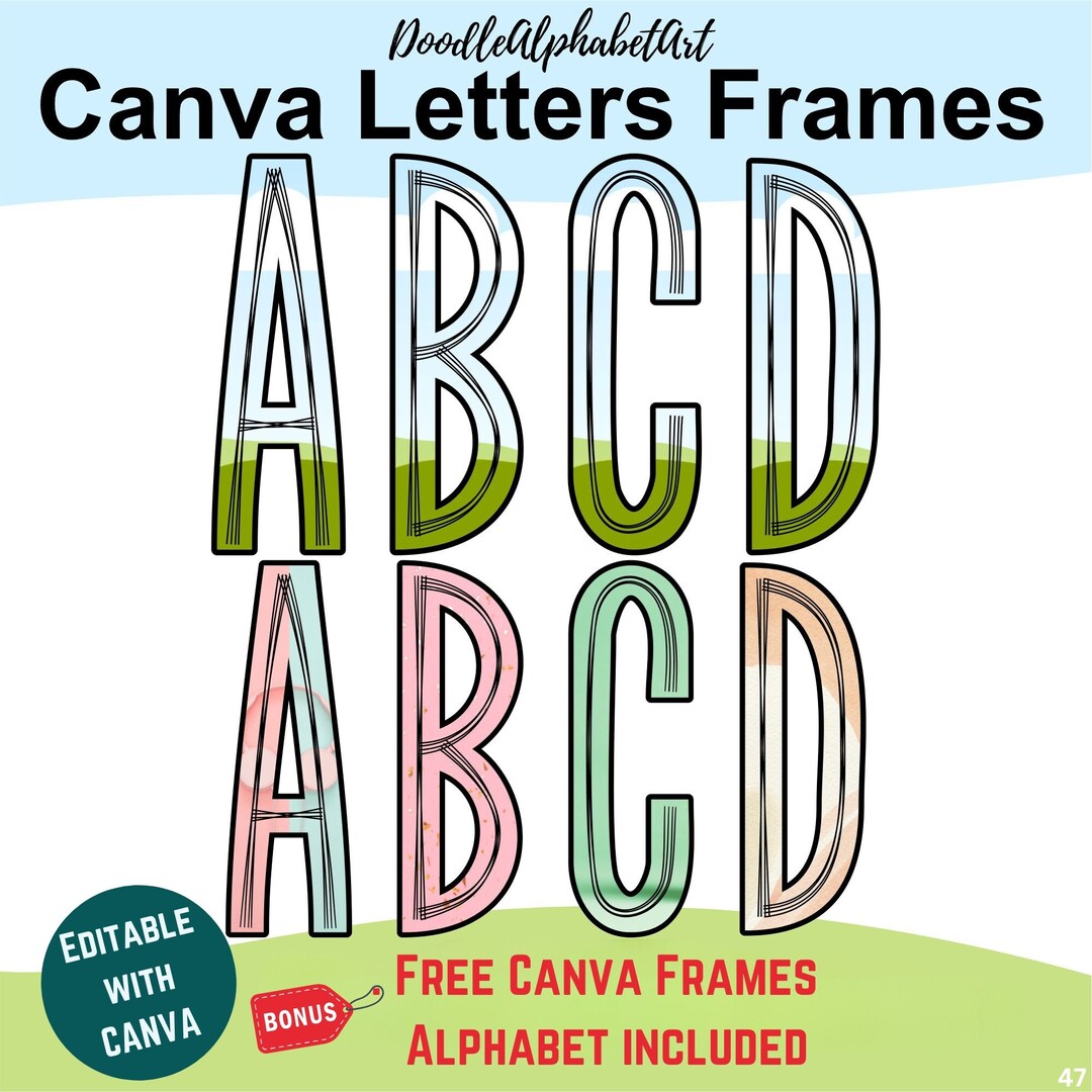 Canva Frame Scribble Alphabet, Doodle Alphabet Clipart, Hand-drawn ...