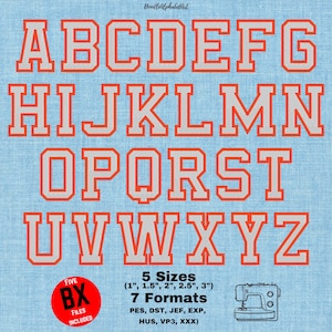 Sports Embroidery Font, Varsity Embroidery Letters, 5 Sizes 7 Formats ...