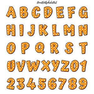 Polka Dot Doodle Alphabet PNG Bundle – 5 Bright Colors, Bold White ...