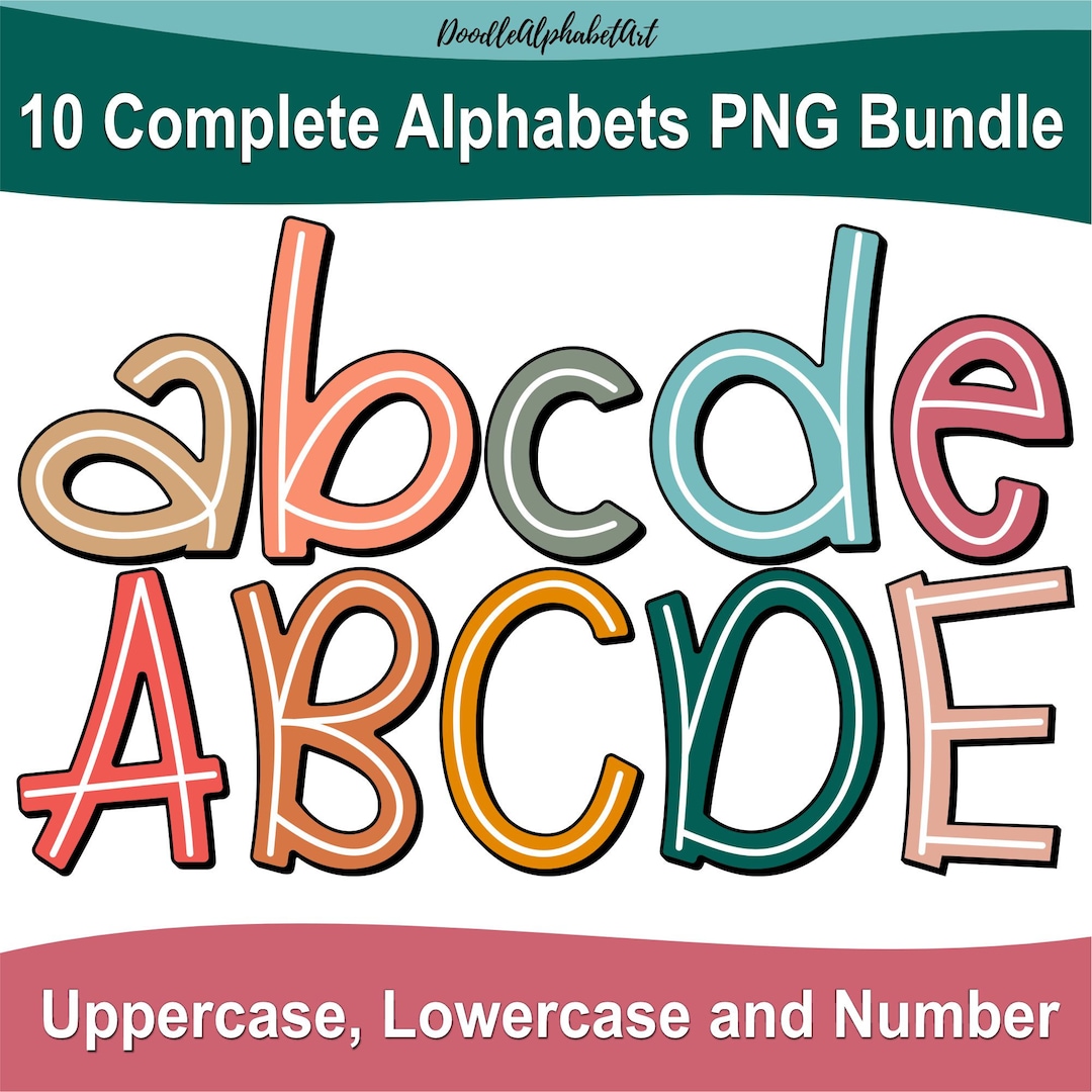 White Center Line Doodle Scribble Letters PNG, Block Shadow Comic Fonts ...