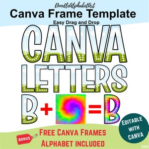 Dots Alphabet Editable Canva Frame, Drag and Drop Photos, Patterns or ...