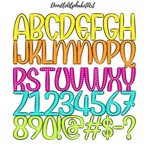 Star Letters PNG Bundle, Bright Color Palette, 5 Digital Alphapacks ...