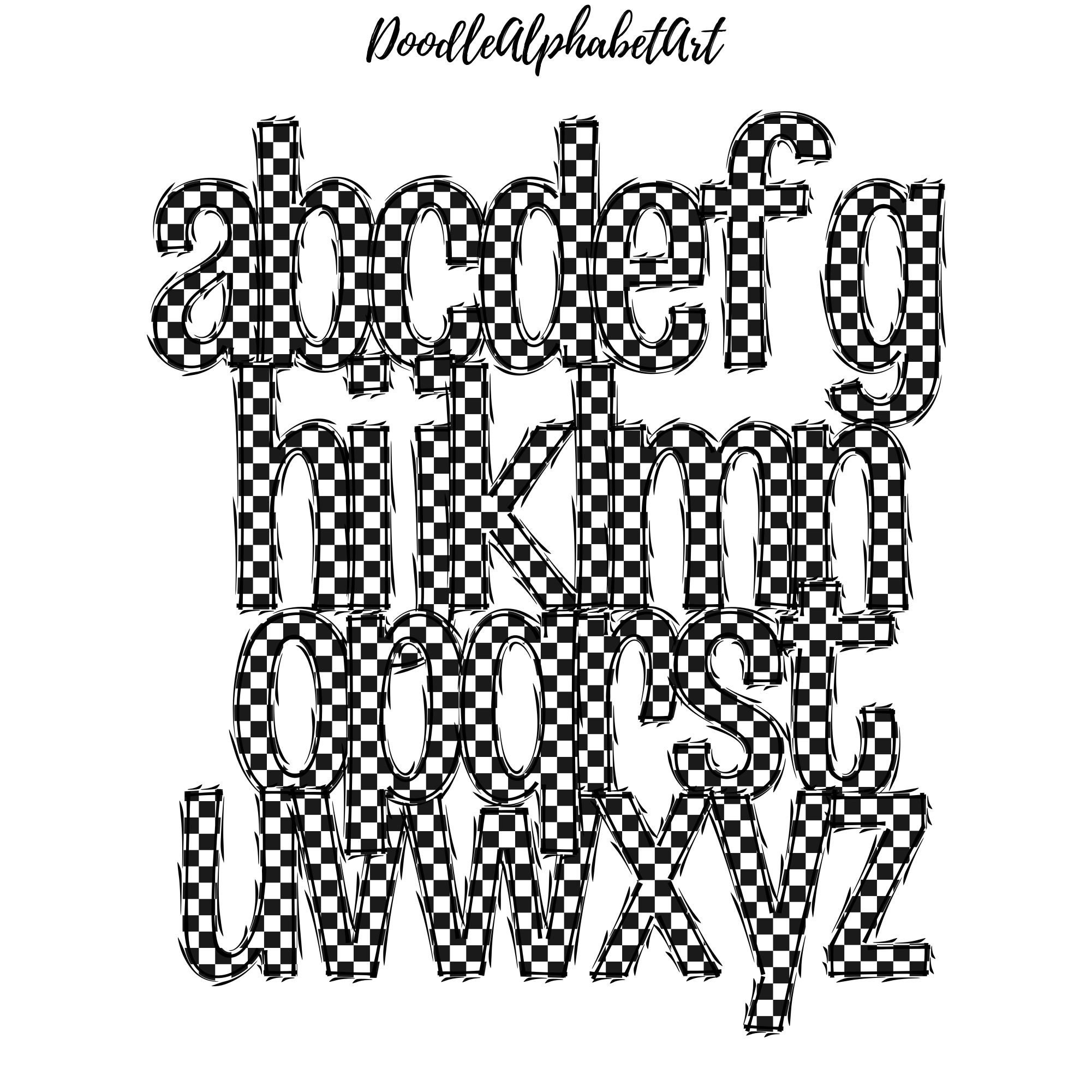Checkered Letters PNG, Black and White Checkerboard Doodle Alphabet PNG ...