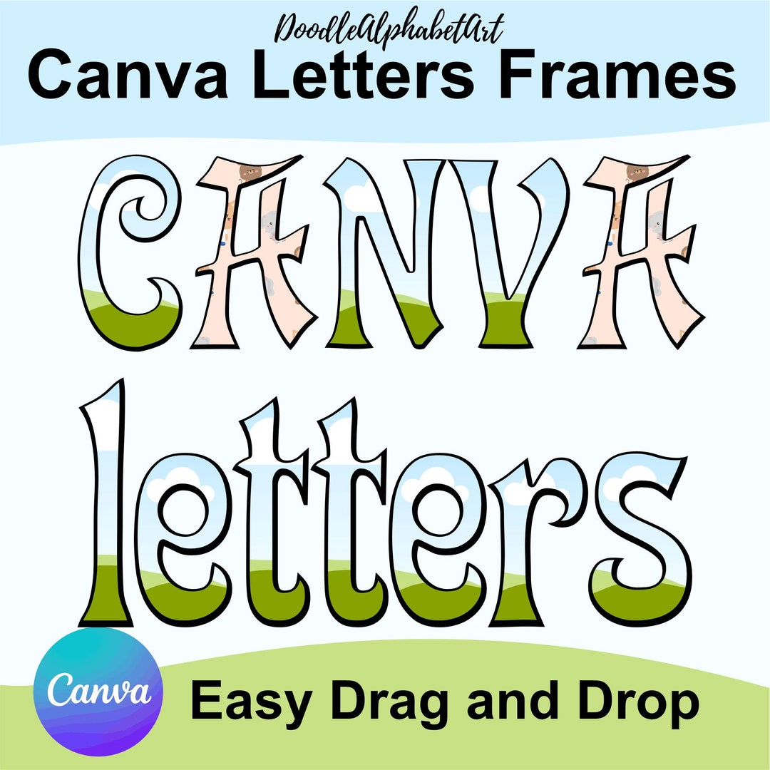 Canva Letter Frames Vintage Display Font Doodle Alphabet - Etsy