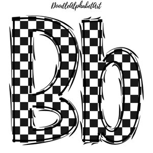 Checkered Letters PNG, Black and White Checkerboard Doodle Alphabet PNG ...