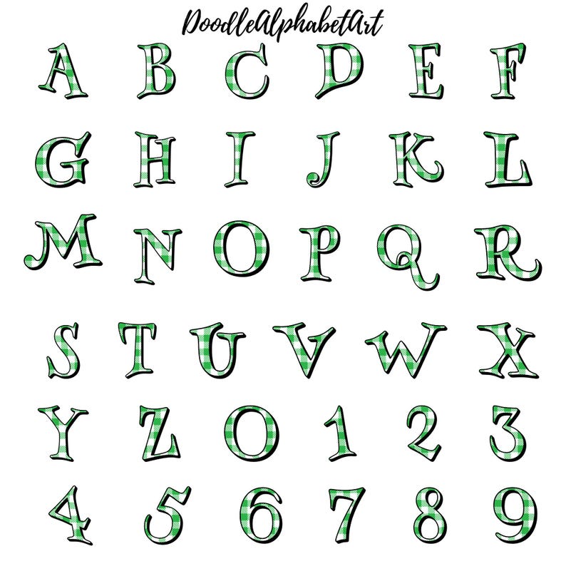 Christmas Doodle Alphabet PNG Bundle | 8 Letter Sets + Clipart for DIY ...