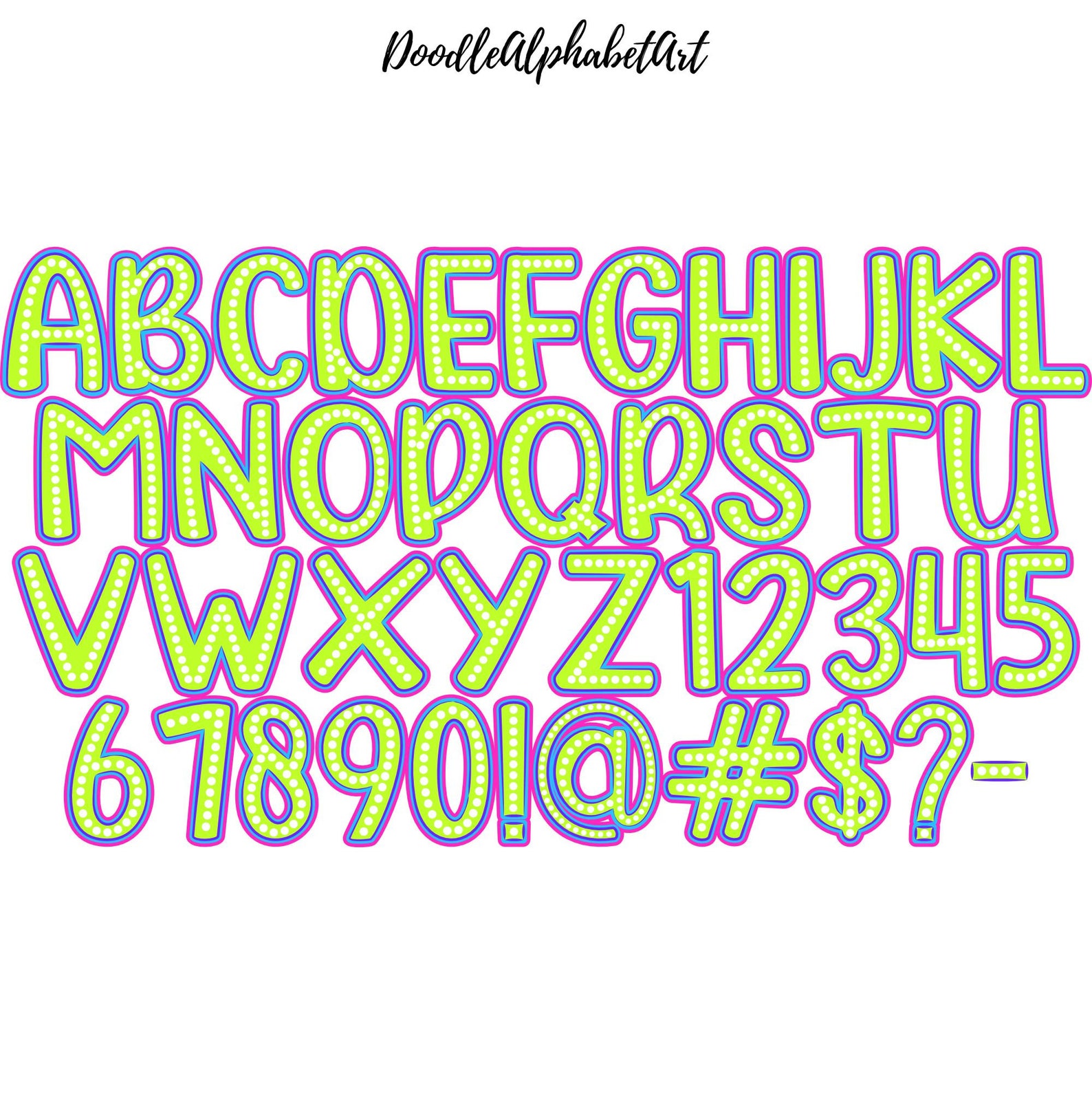Polka Dot Marquee Alphabet PNG Bundle: Funky Colorful Letters (digital ...