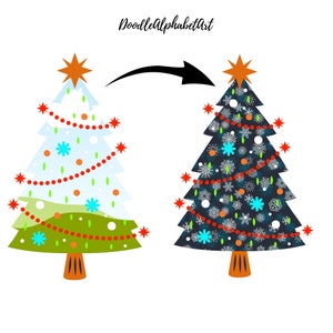 Editable Christmas Tree Canva Frames Collection, Hand Drawn Canva Frame ...